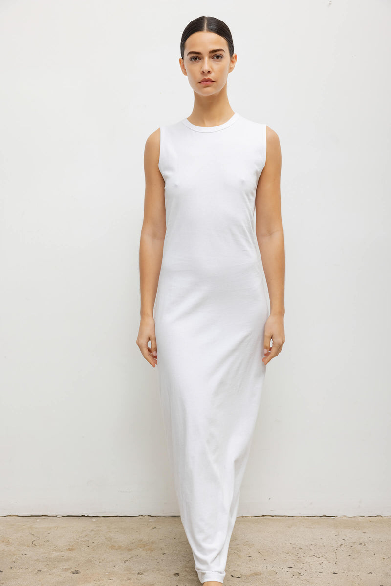 LESET Margo Sleeveless Maxi Dress in White in Cotton