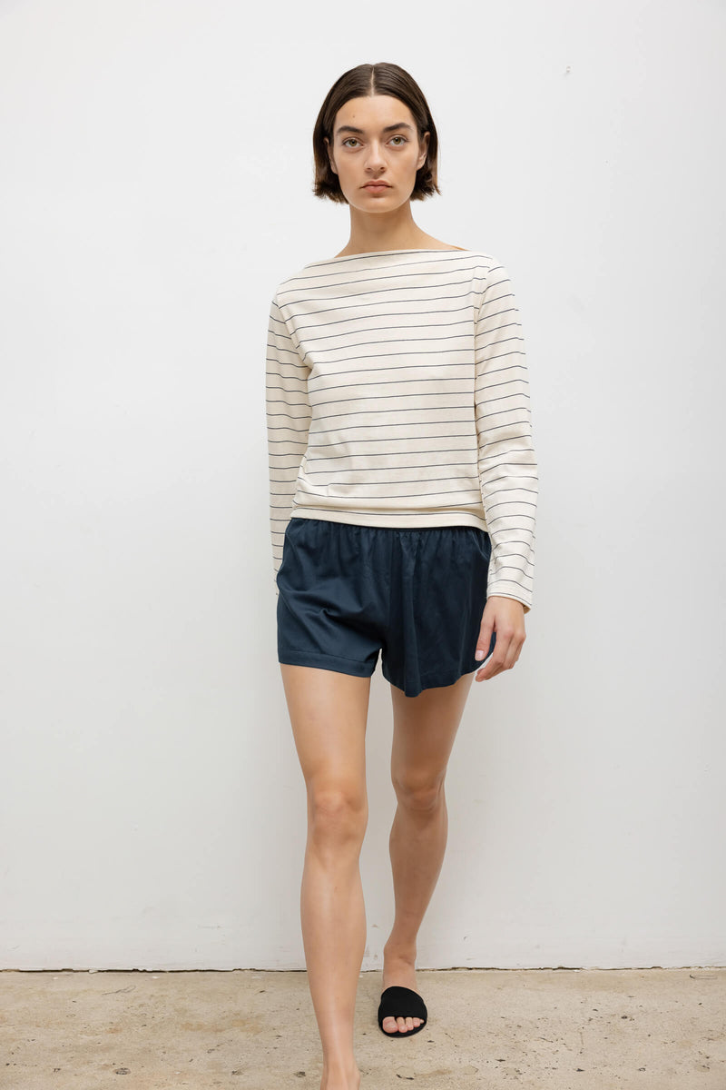 LESET The Margo in Natural Midnight Stripe in Cotton