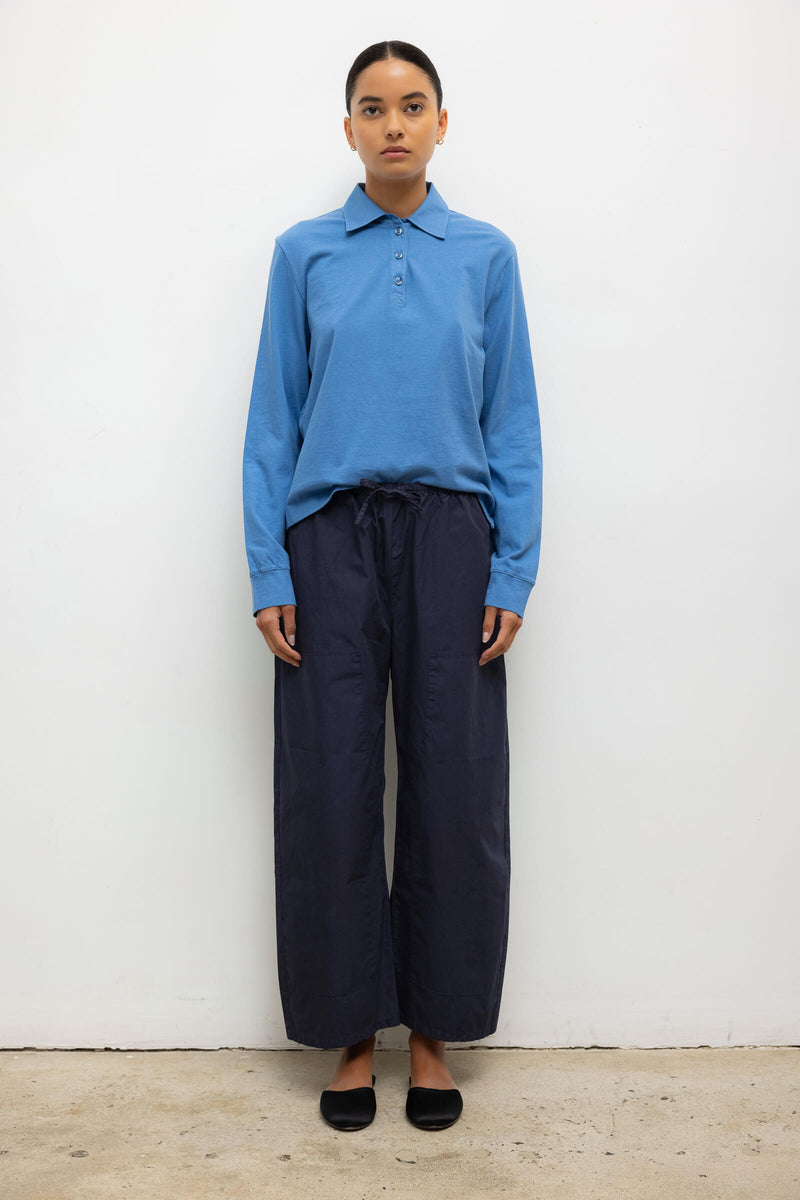 LESET Margo Long Sleeve Polo in Azure in Cotton