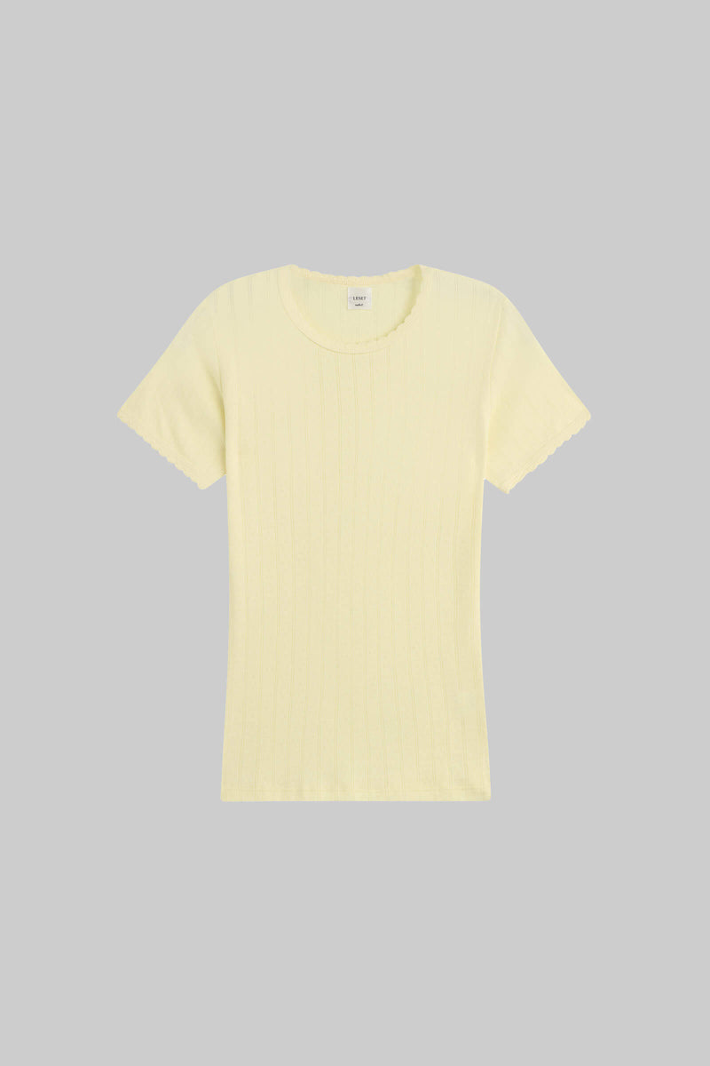 LESET Pointelle Slim Fit Tee in Canary in Cotton