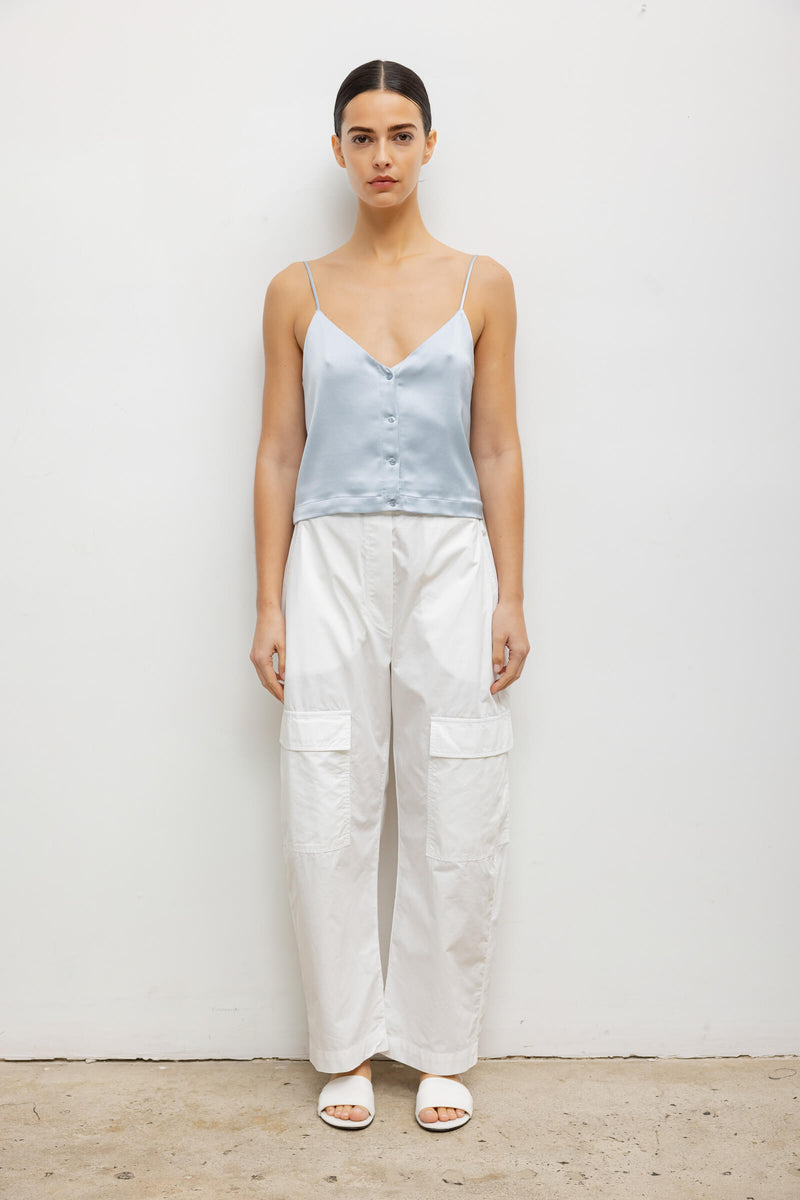 LESET Barb Button Cami in Powder in Satin