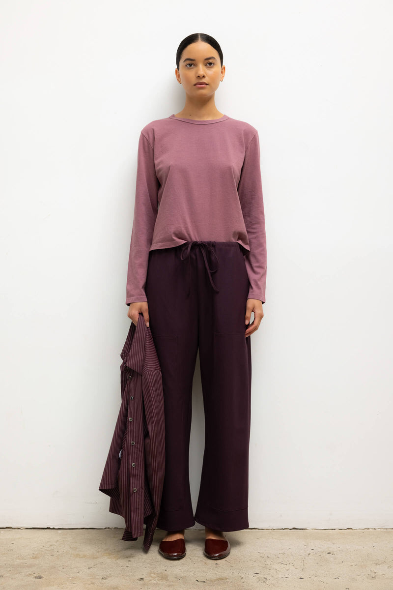 LESET Jane Carpenter Pant in Bordeaux in Wool
