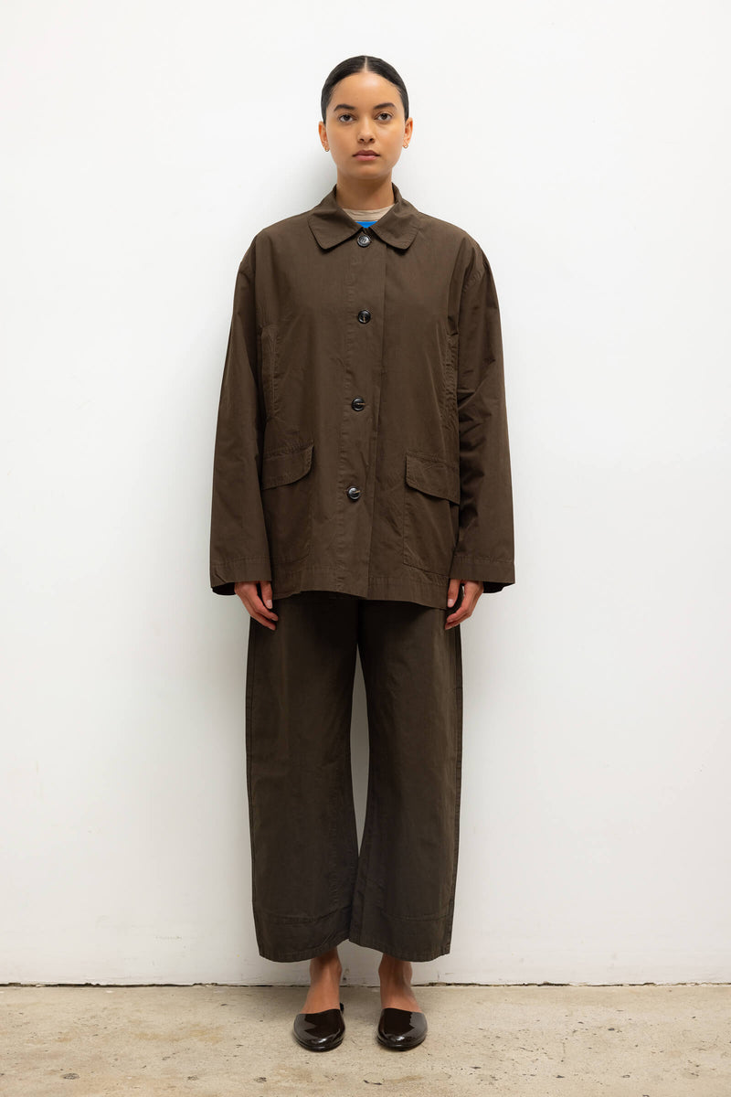 LESET Kyoto Pocket Button Down Jacket in Military in Cotton