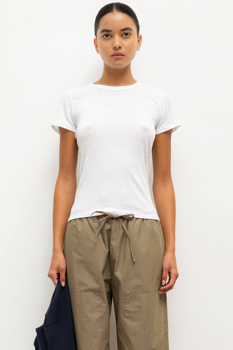 LESET Laura Slim Fit Tee in White in Cotton