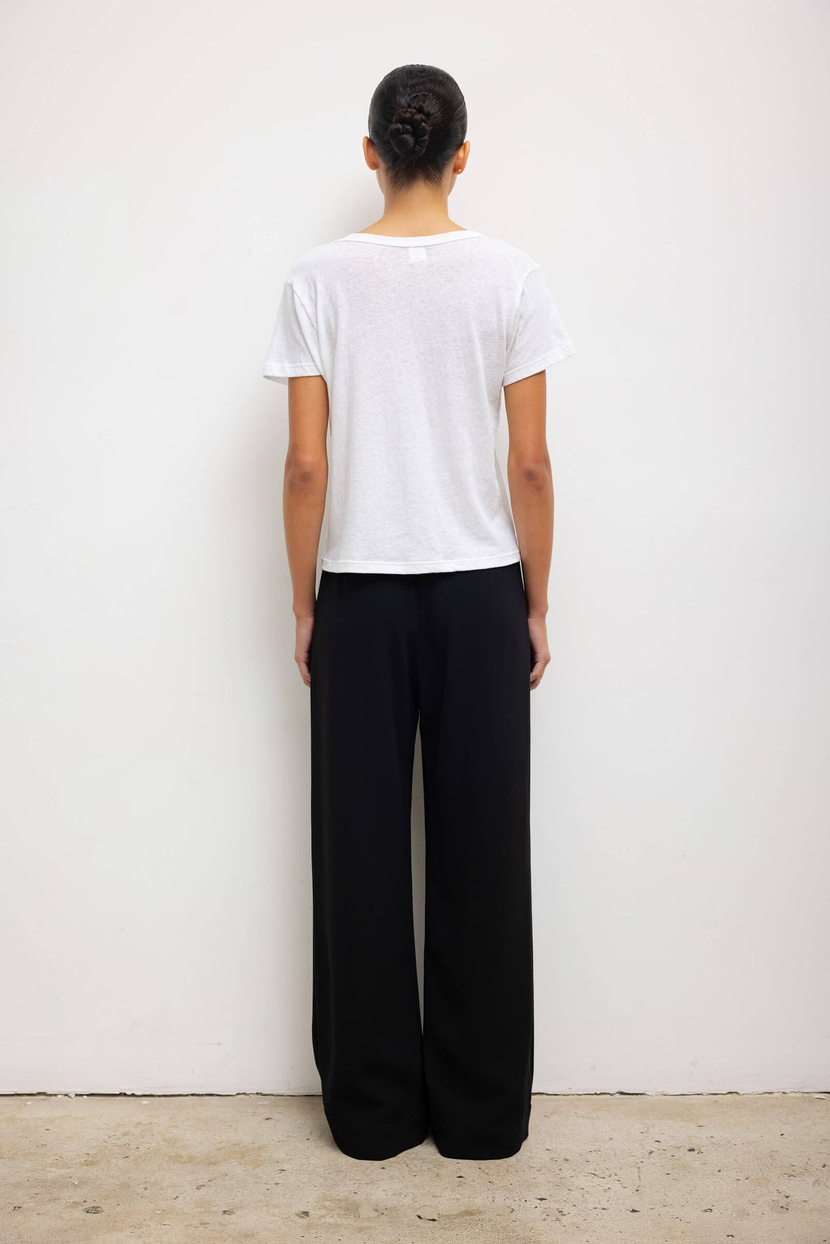 LESET Laura V Neck Tee in White in Cotton