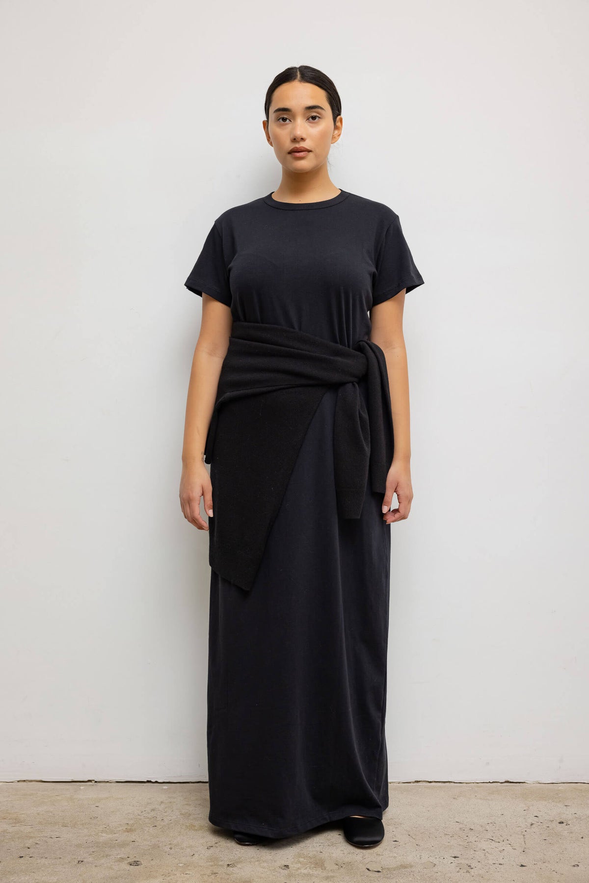 LESET Margo Maxi Dress in Black in Cotton
