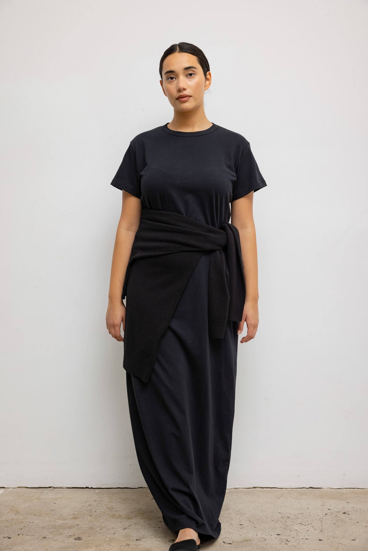 LESET Margo Maxi Dress in Black in Cotton