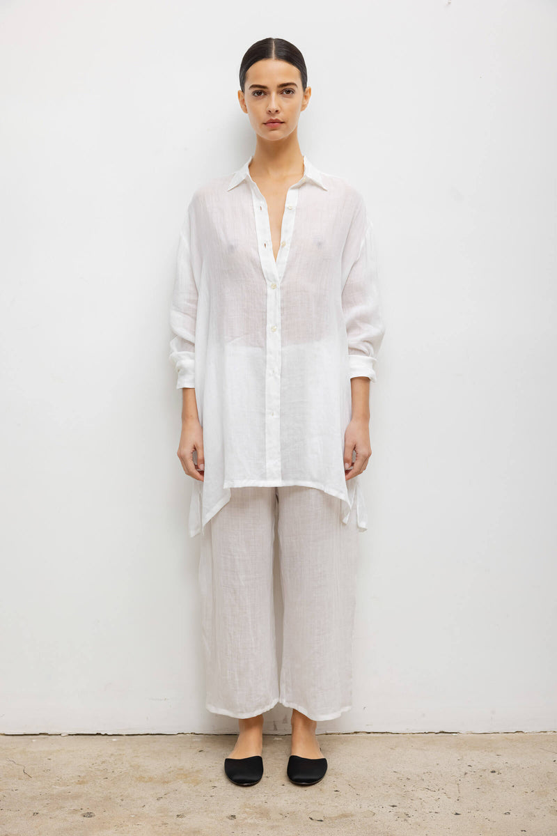 LESET Niko Oversized Button Down in Parchment in Linen