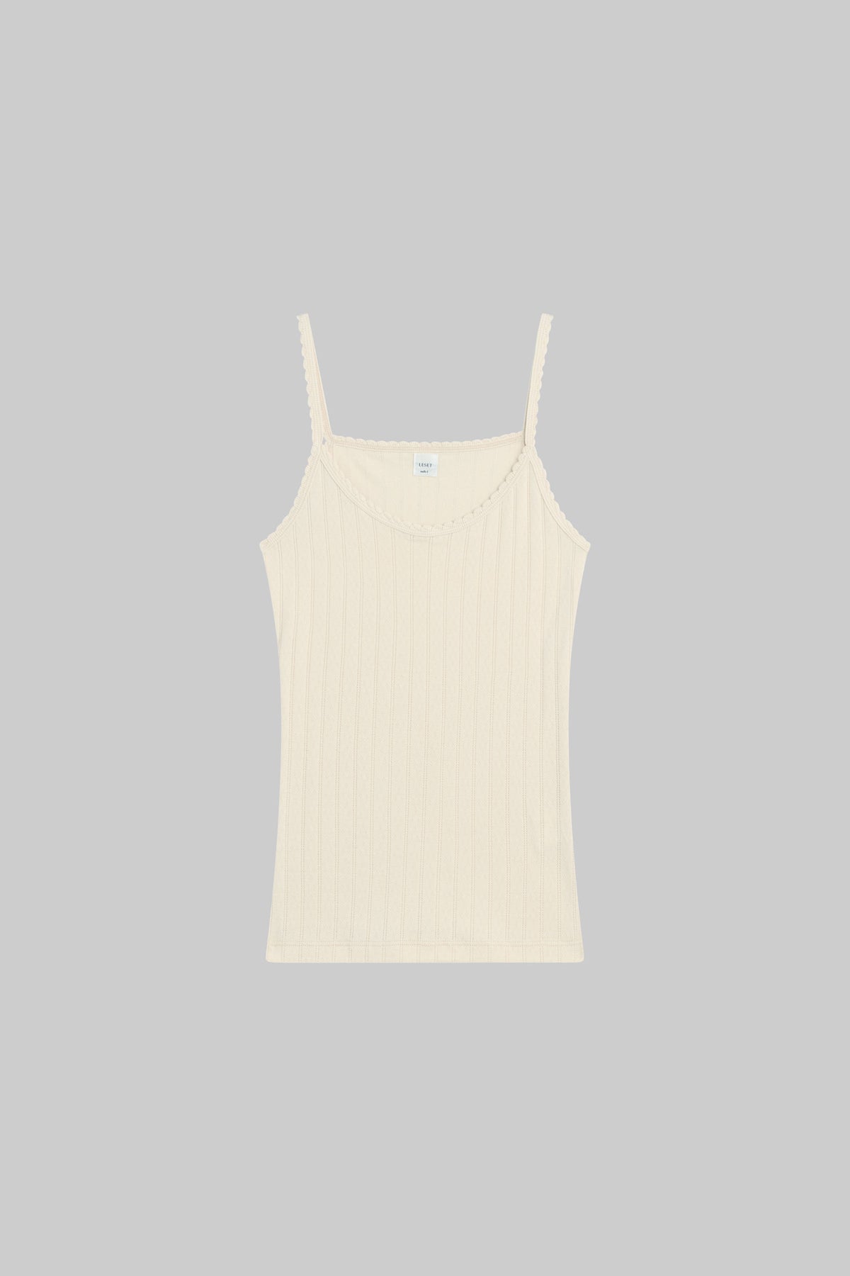 LESET Pointelle Tank in Creme in Cotton