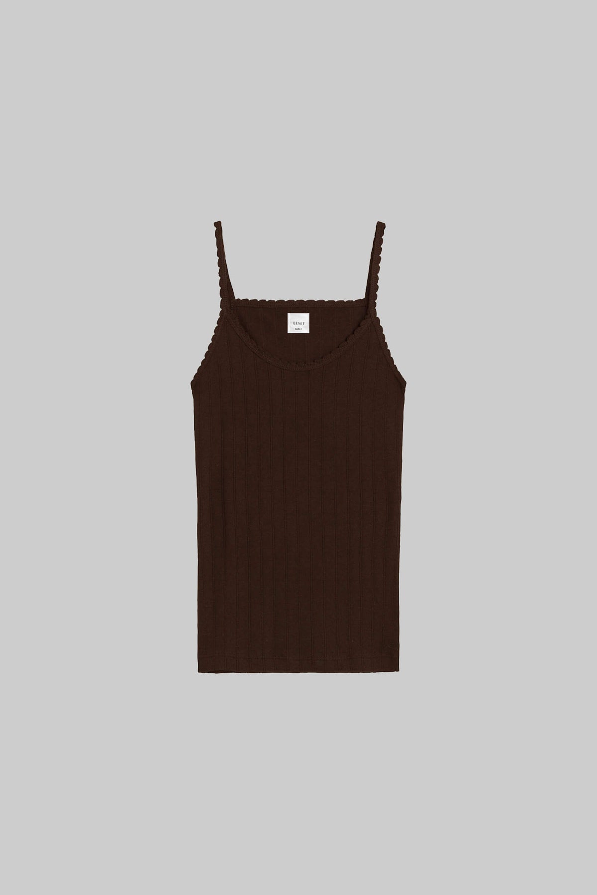 LESET Pointelle Tank in Choco in Cotton