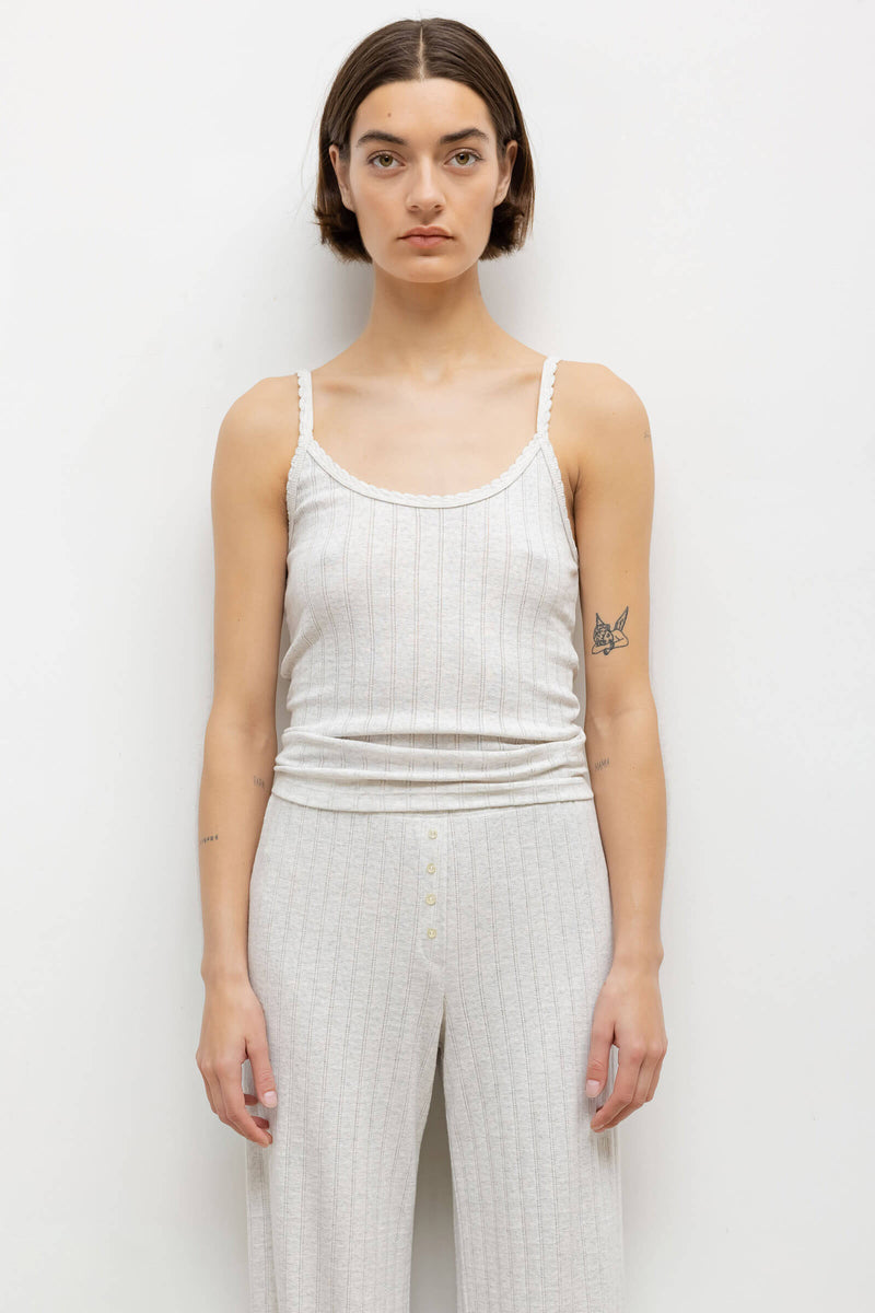 LESET Pointelle Tank in Cloud Melange in Cotton