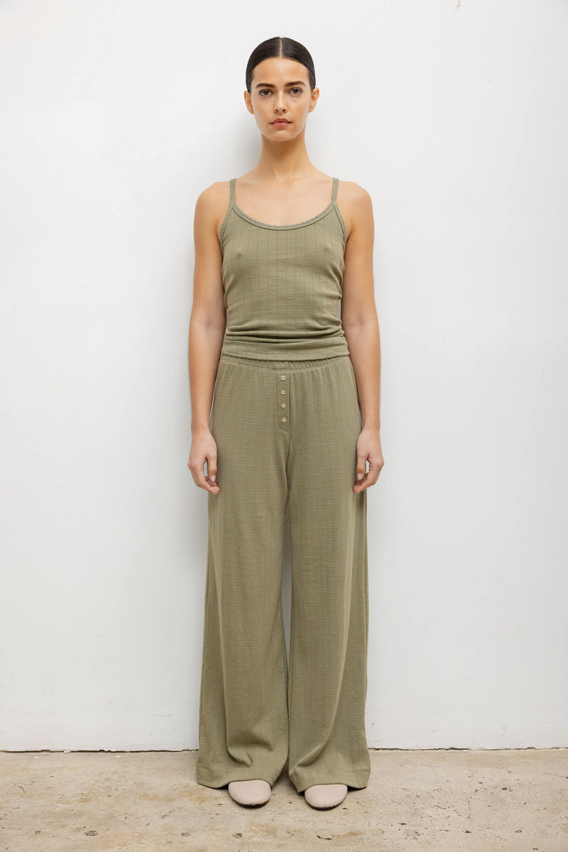 LESET Pointelle Tank in Cypress in Cotton