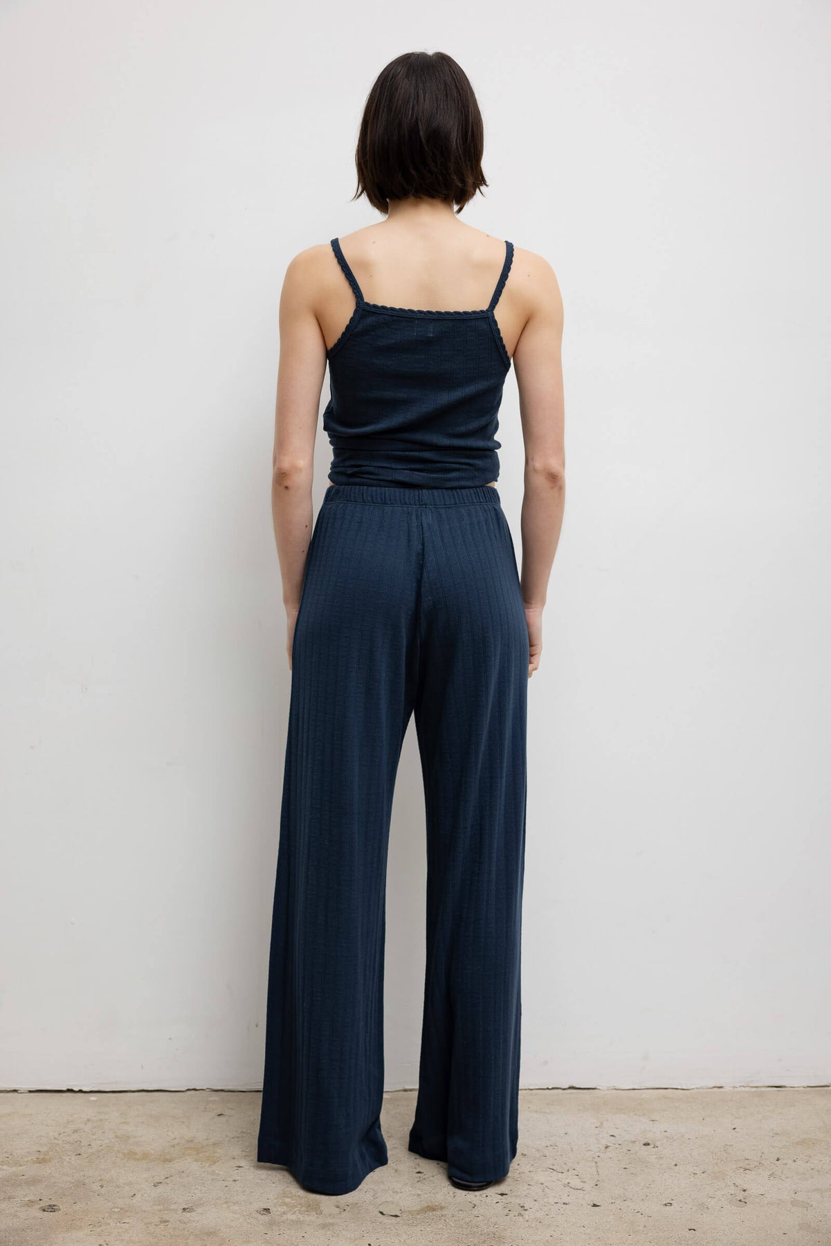 LESET Pointelle Tank in Midnight in Cotton