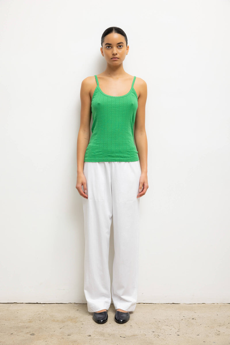 LESET Pointelle Tank in Vert in Cotton