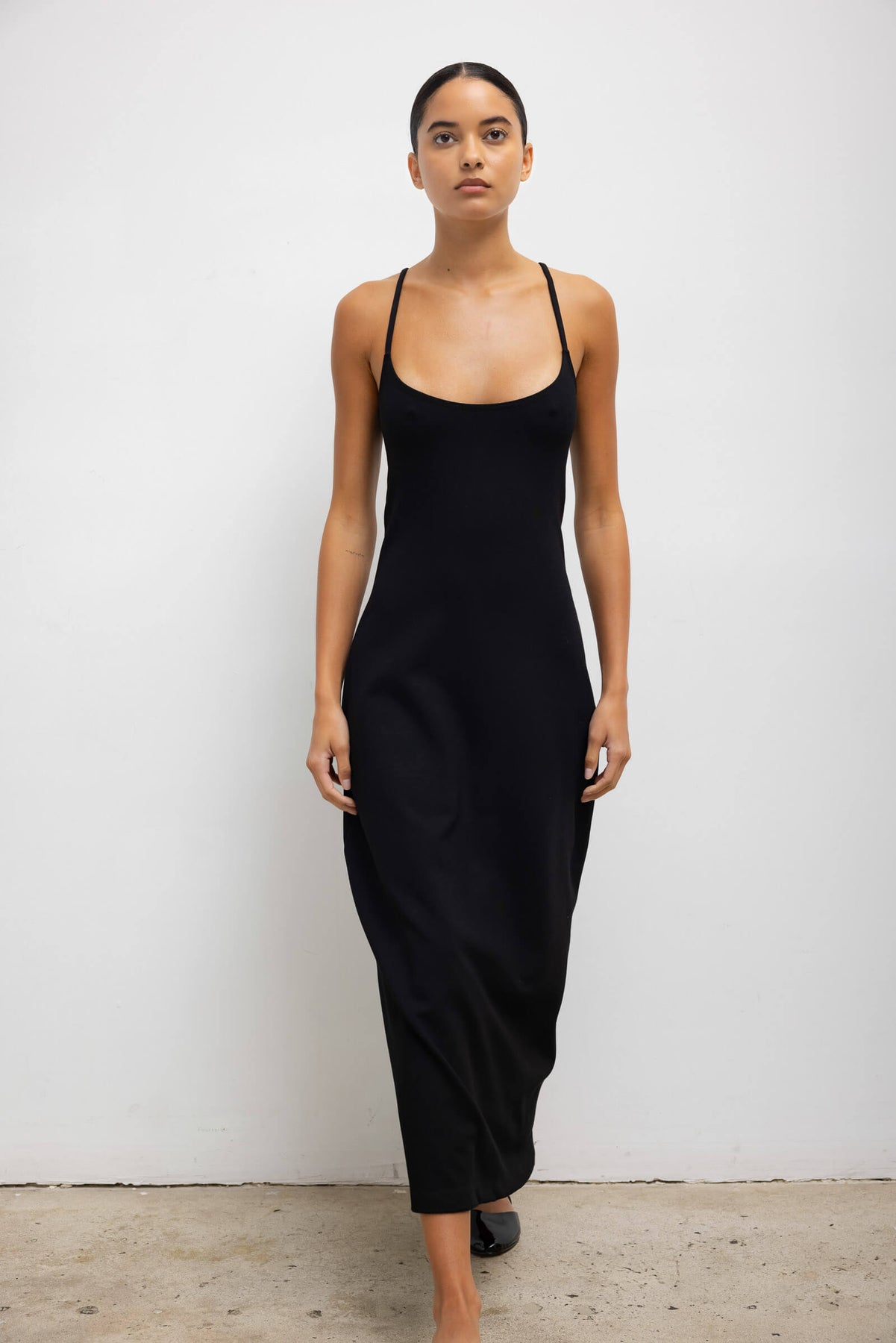 LESET Rio Maxi Tank Dress in Black in Ponte