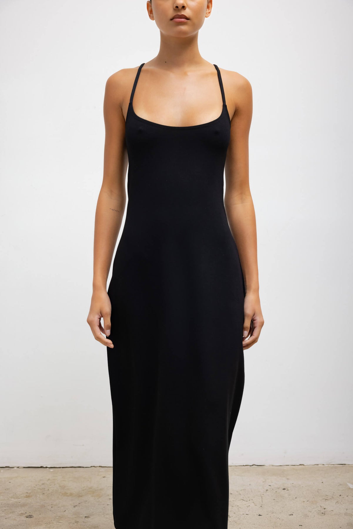 LESET Rio Maxi Tank Dress in Black in Ponte