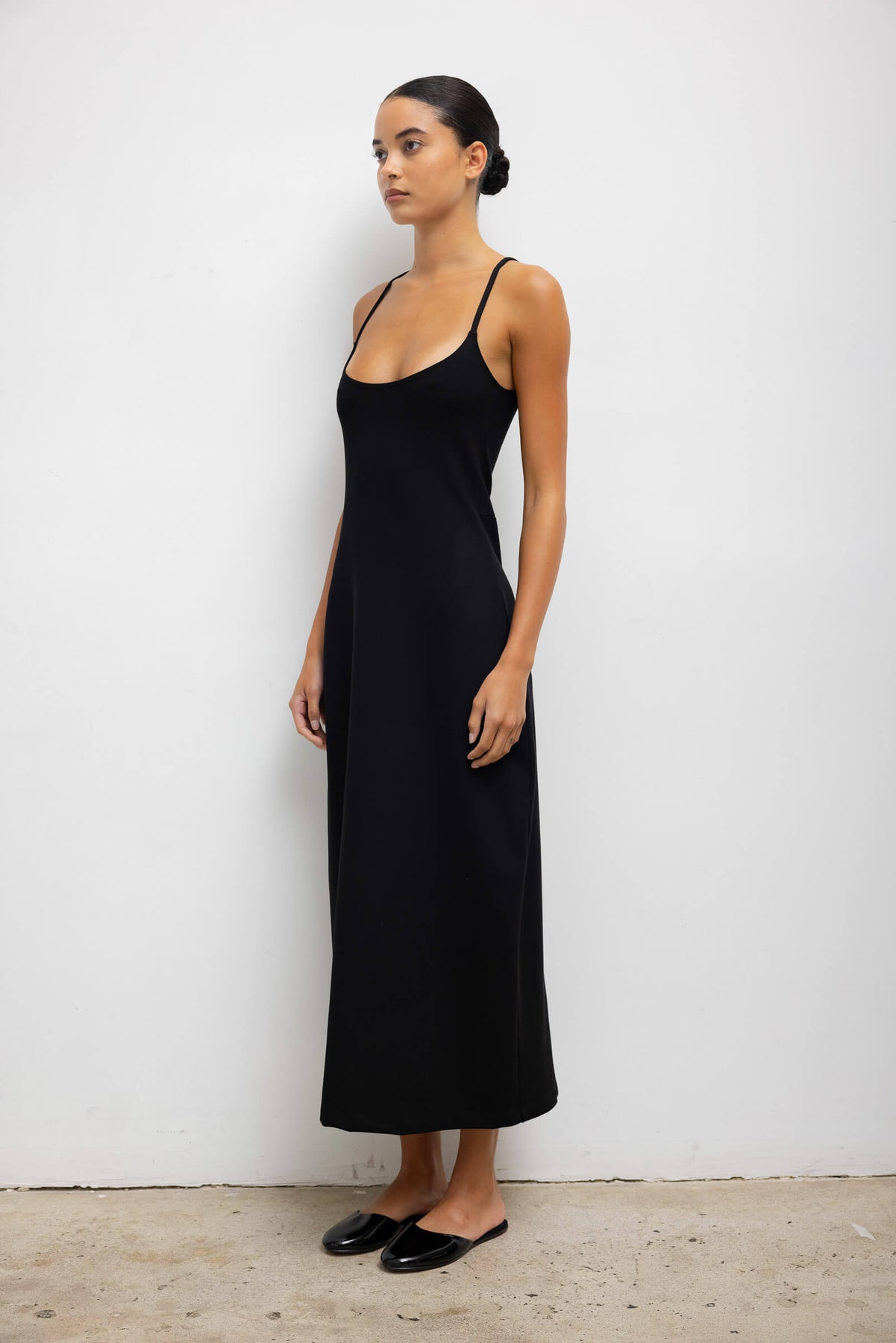 LESET Rio Maxi Tank Dress in Black in Ponte