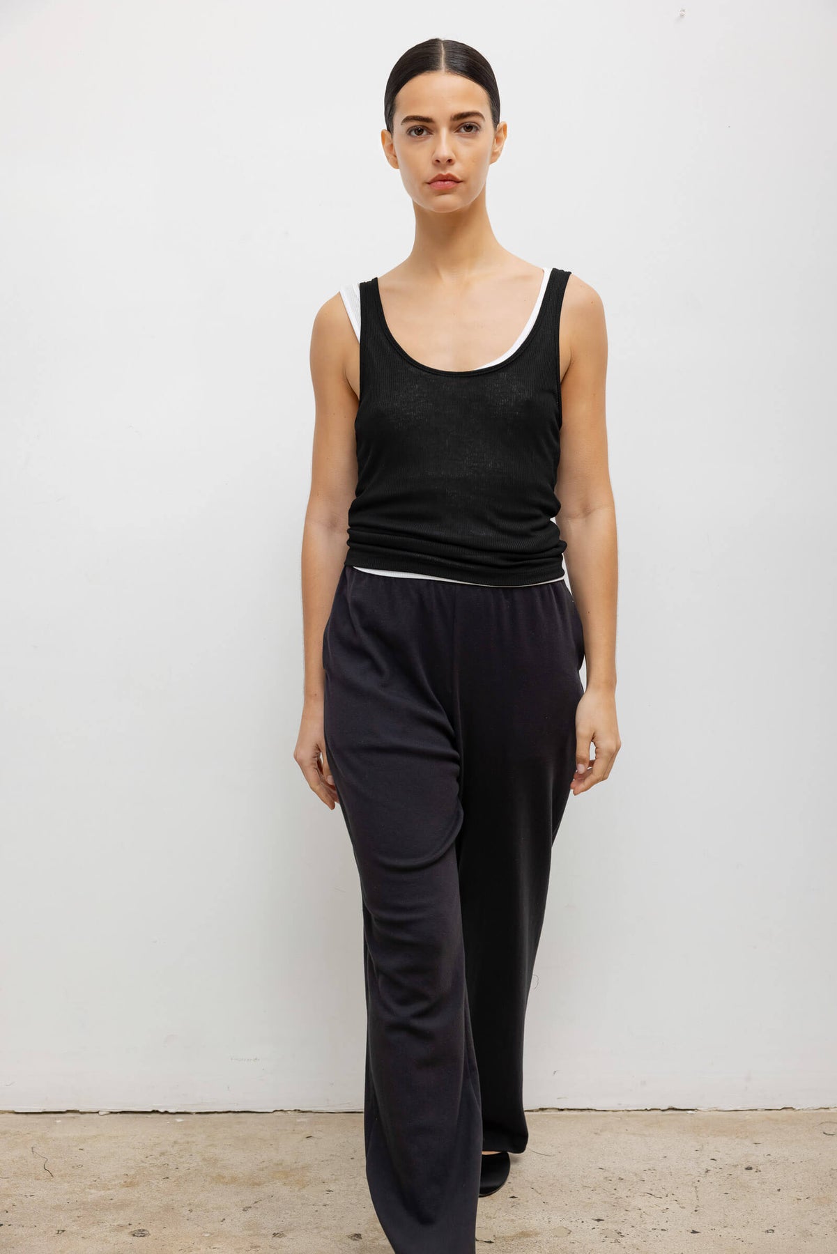 LESET Rozzi Scoop Neck Tank in Black in Viscose