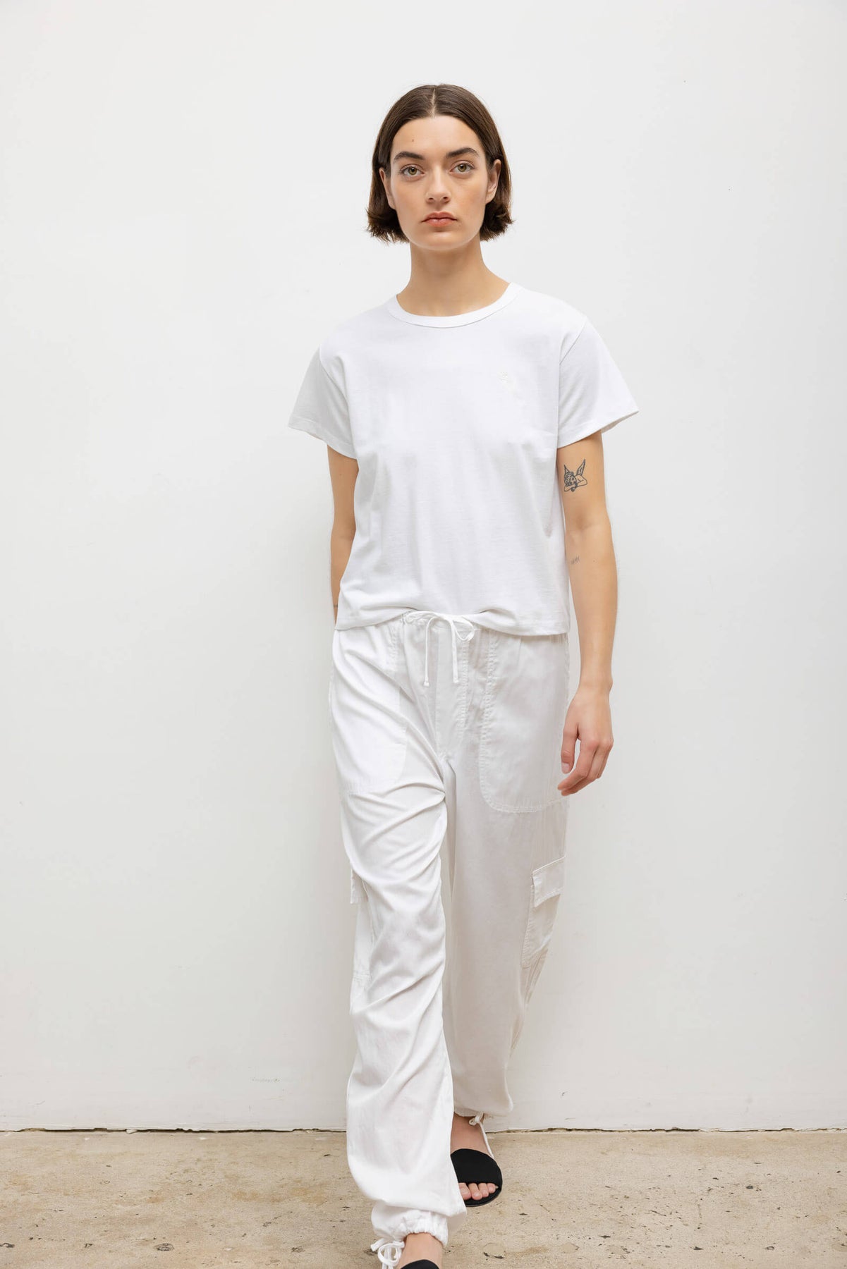 LESET Yoko Cargo Pant in White in Cotton