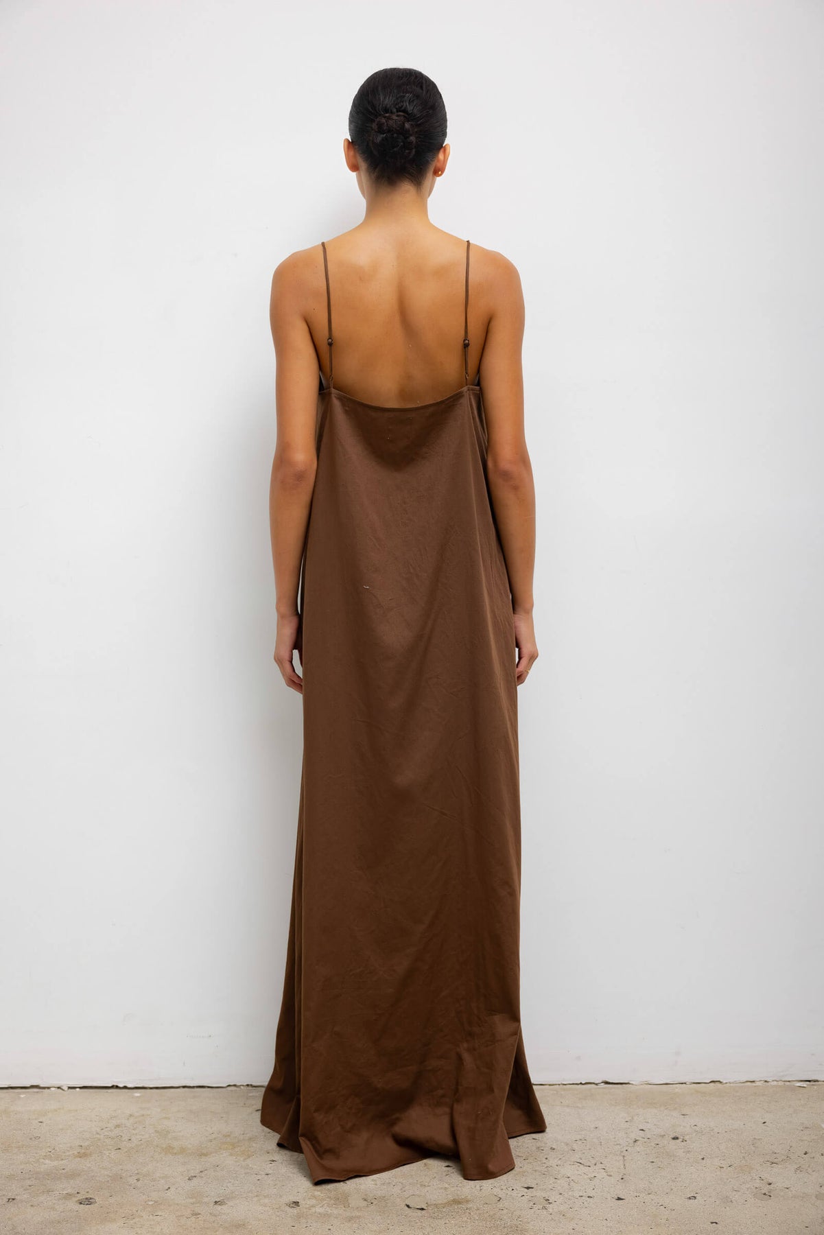 LESET Yoko Maxi Dress in Chocolate in Cotton