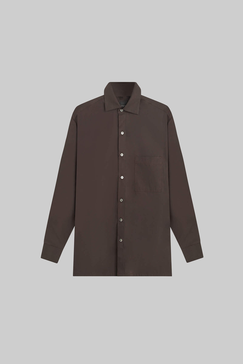 LESET Yoshi Classic Oversized Button Down in Hickory in Cotton